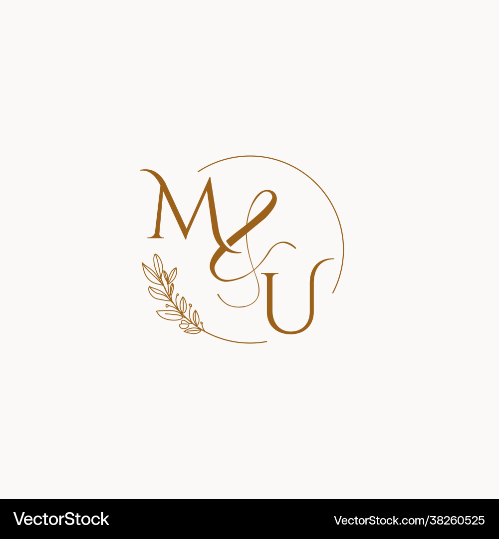 Mu initial wedding monogram logo Royalty Free Vector Image