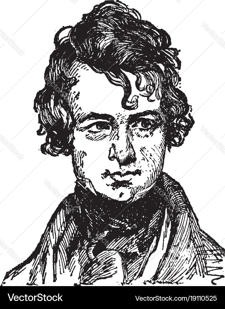 Nathaniel Willis Line Drawing Royalty Free Vector Image