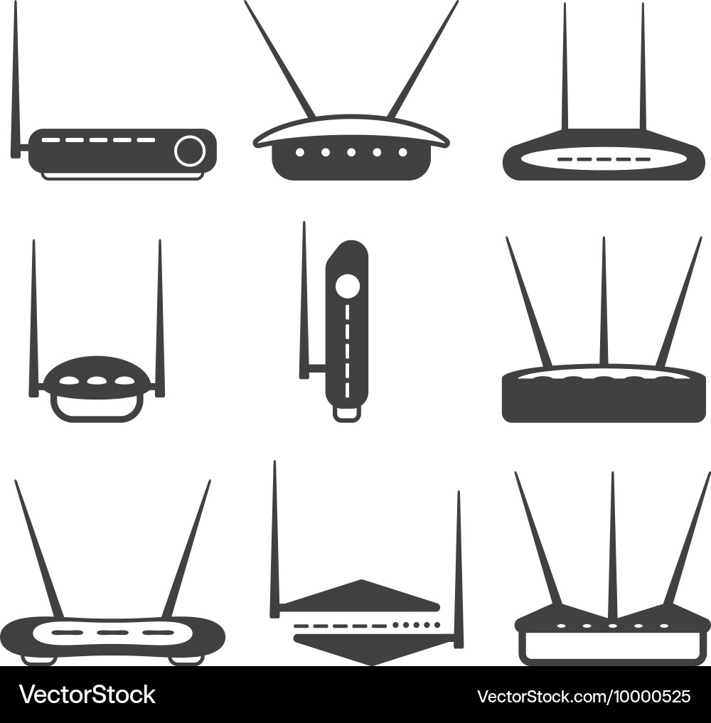 Simple router icons set design template Royalty Free Vector