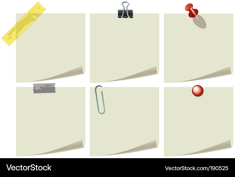 Sticky Notes with Pins Royalty Free Vector Image