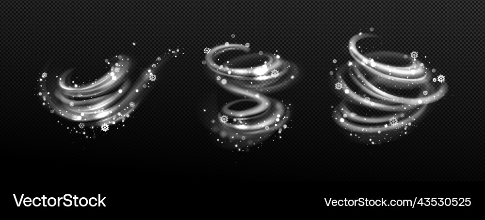 Winter wind effect with snow swirls and waves Vector Image