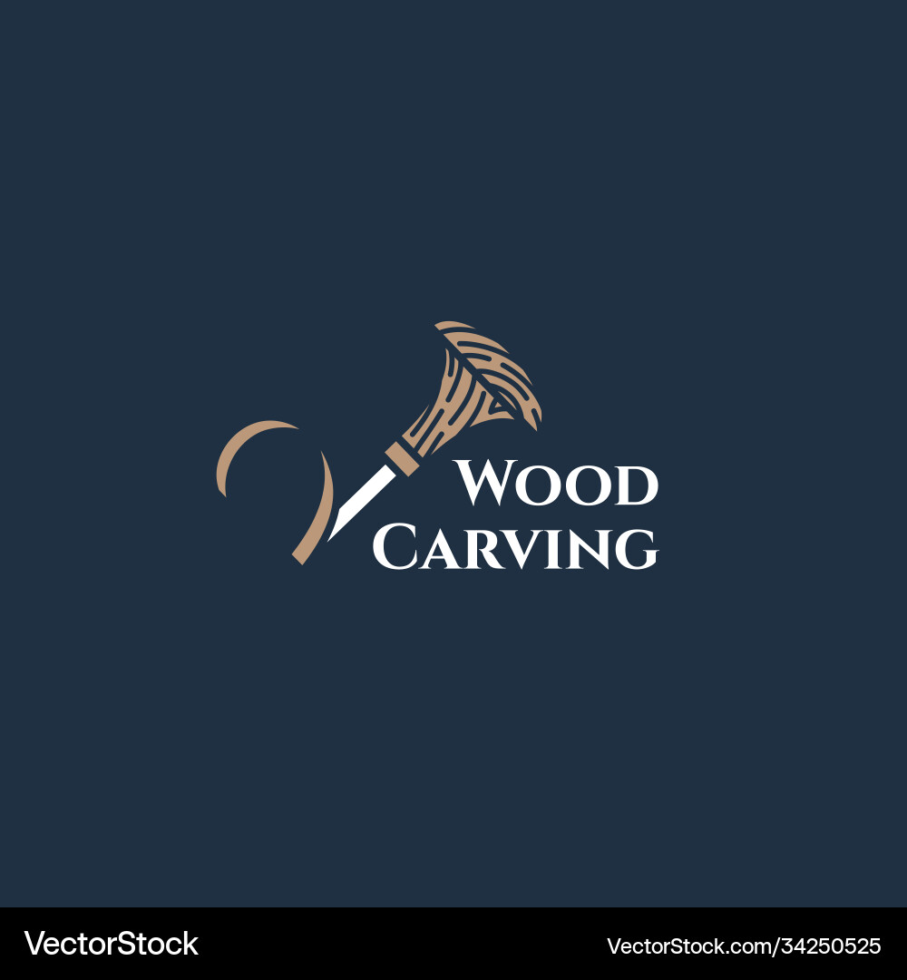 Wood Carving Logo Template Royalty Free Vector Image
