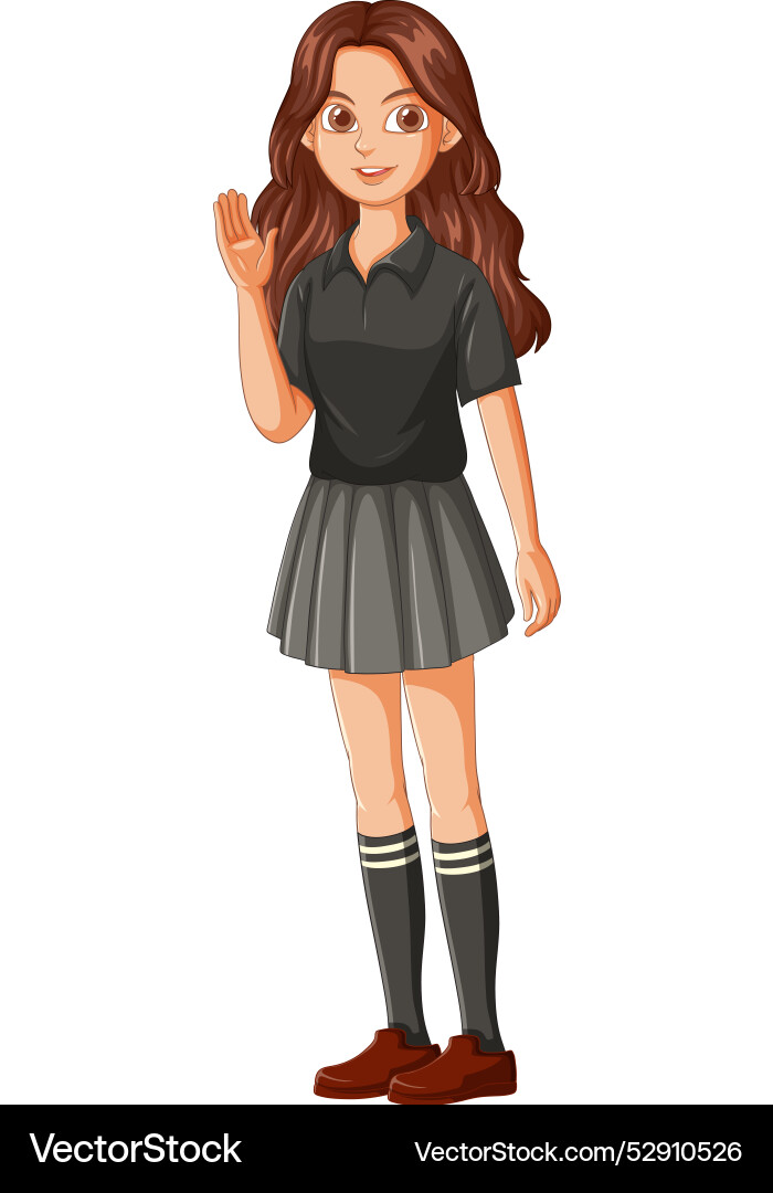 A cheerful student waving with smile Royalty Free Vector