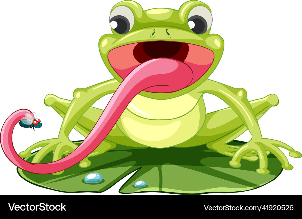 A frog catching insect in cartoon style Royalty Free Vector