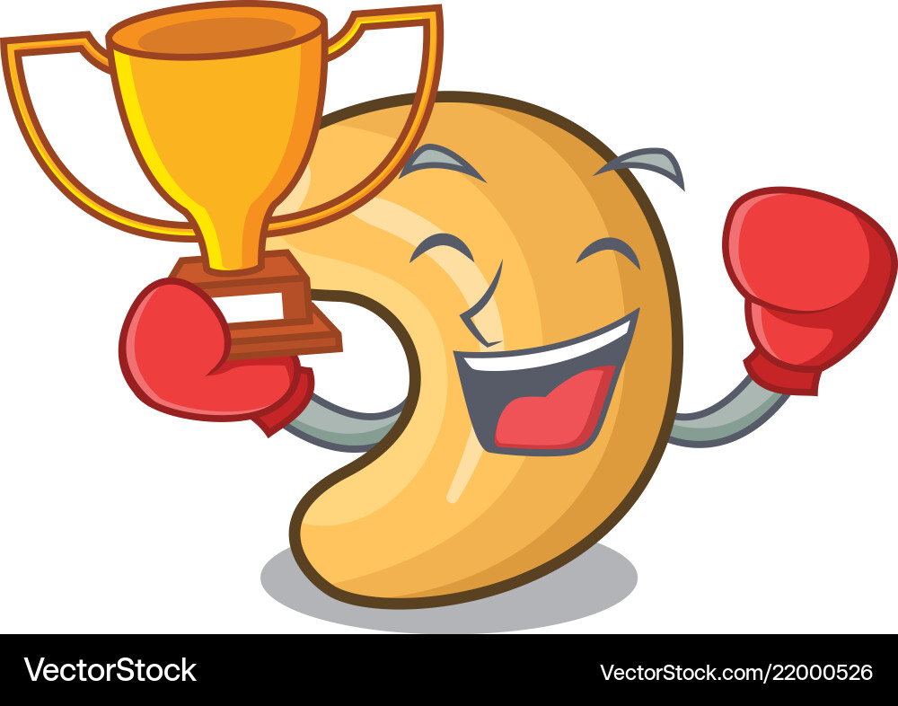 Boxing winner roasted cashew nuts isolated Vector Image