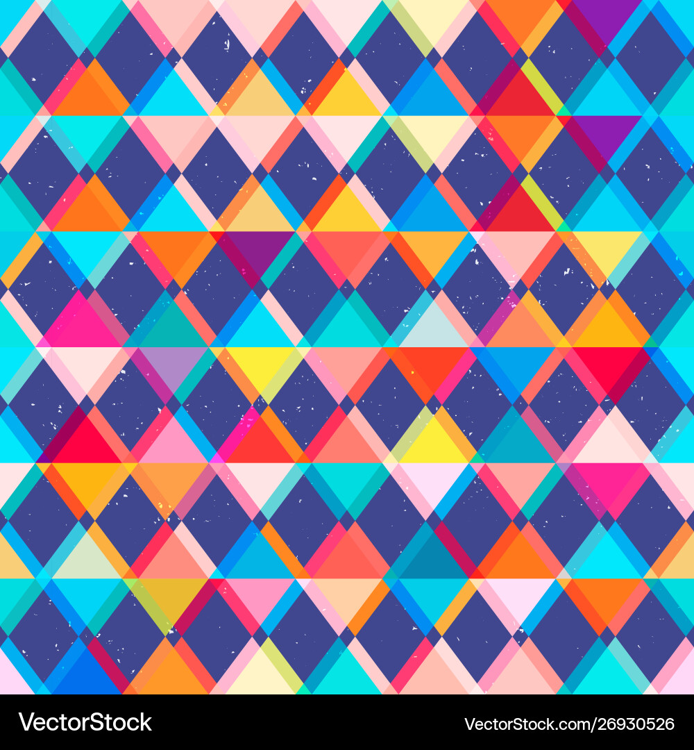 Bright triangle seamless pattern with grunge Vector Image
