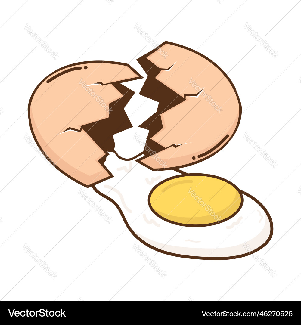 Broken egg shell with yolk Royalty Free Vector Image