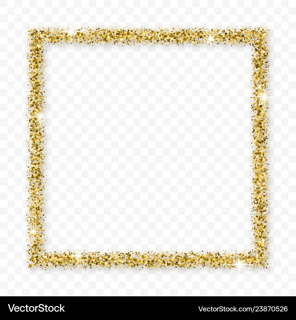 Gold glitter frame with bland shadows Royalty Free Vector