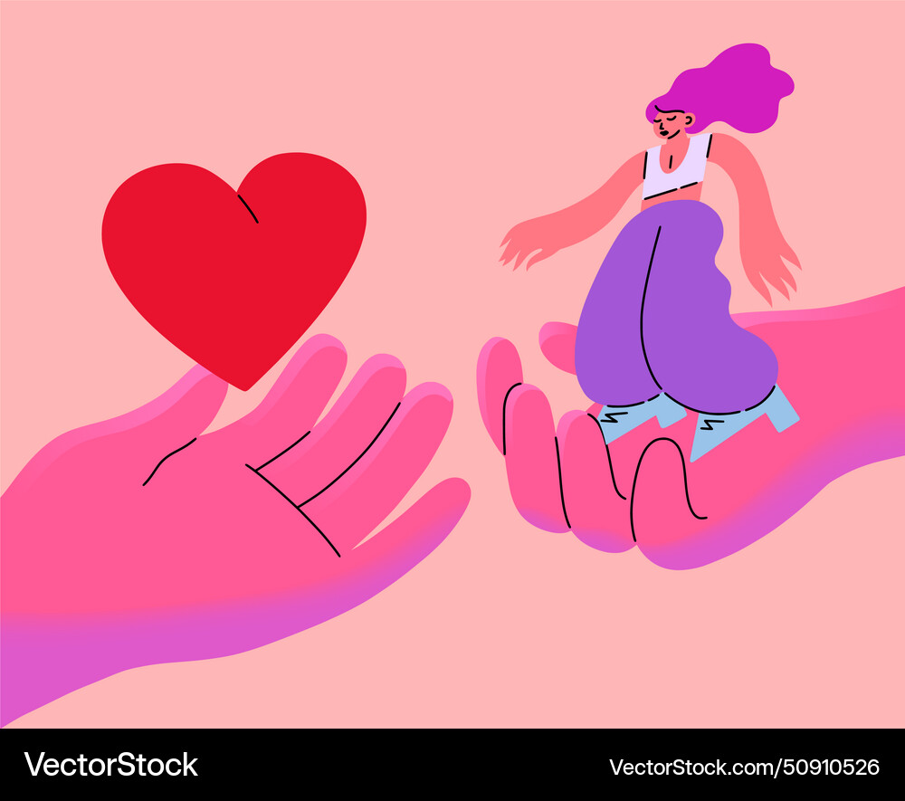 Help hand share and donate love heart on human Vector Image