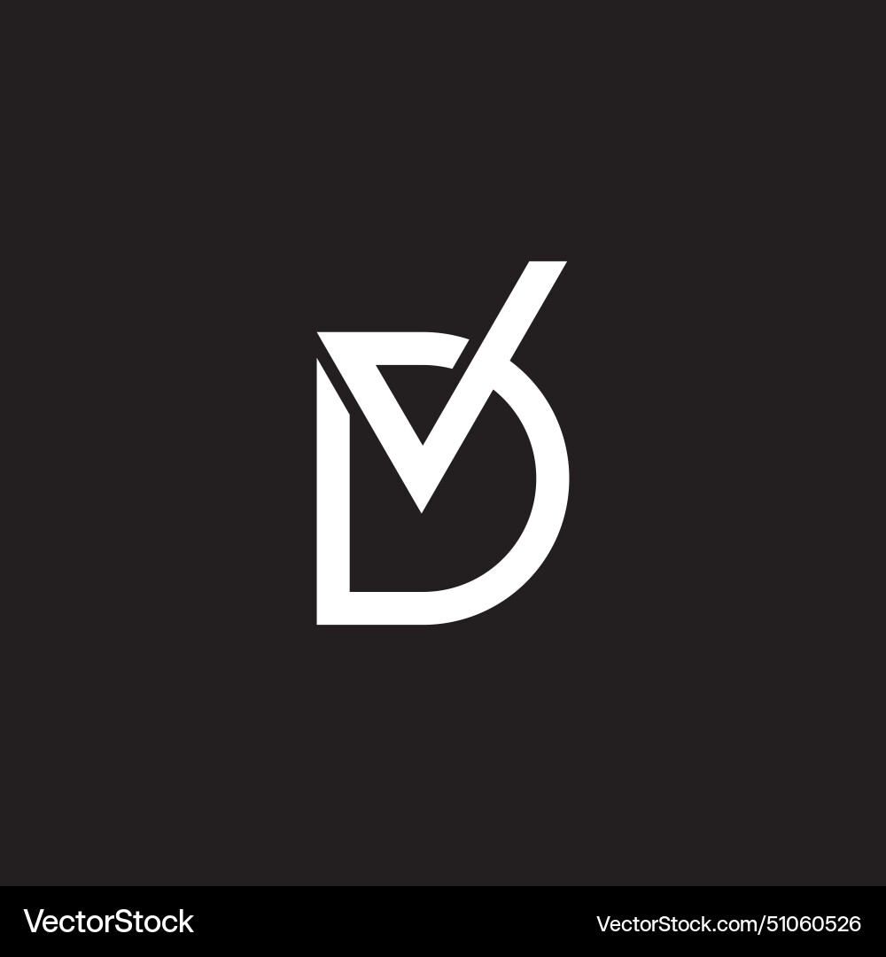 Letter vd check mark simple line logo Royalty Free Vector