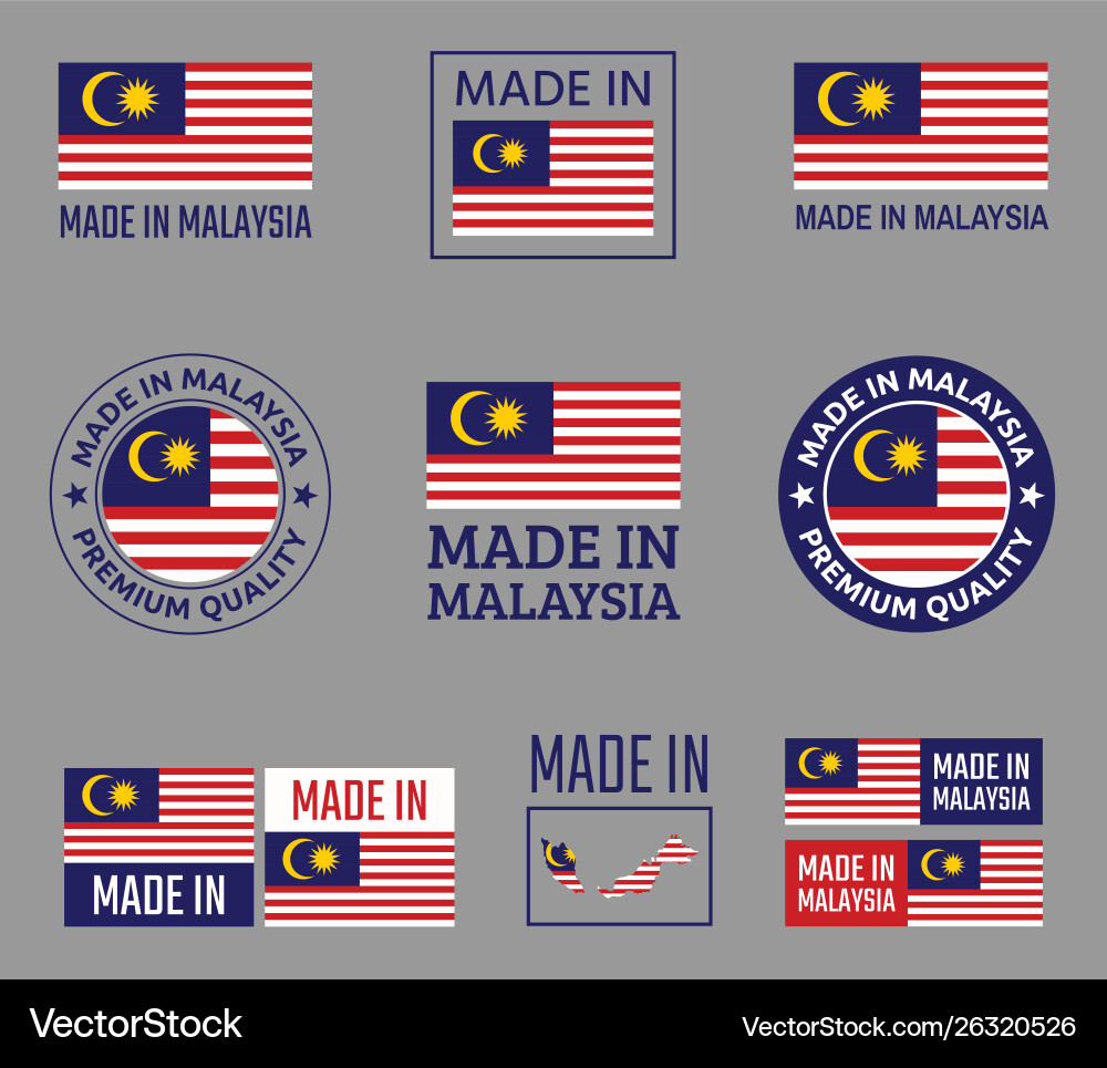 Made in malaysia icon set product labels Vector Image