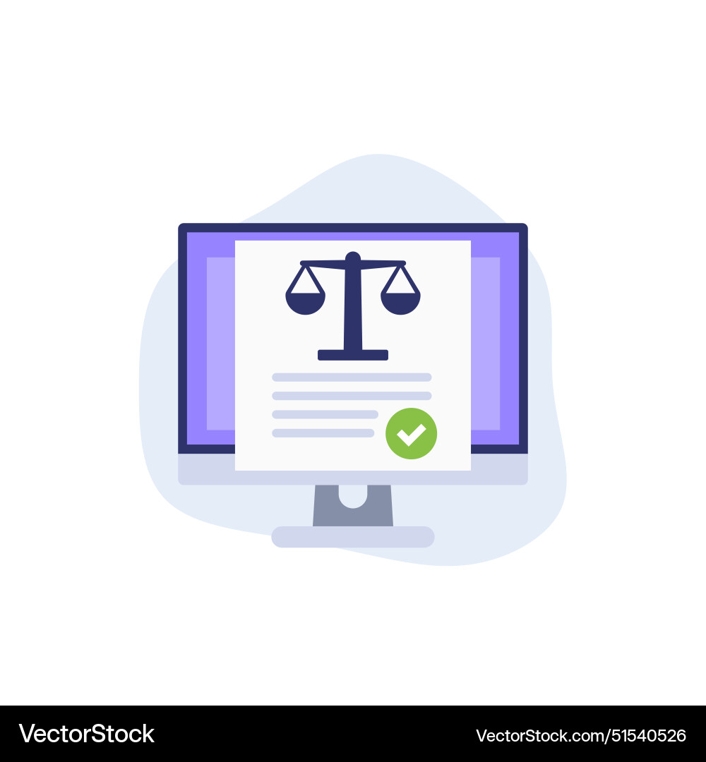 Online legal help icon with a computer Royalty Free Vector