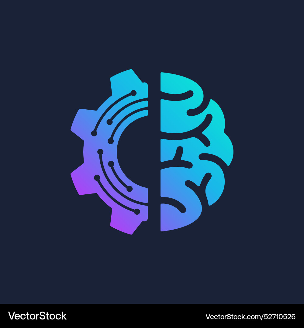 Tech Brain Gear Logo Royalty Free Vector Image