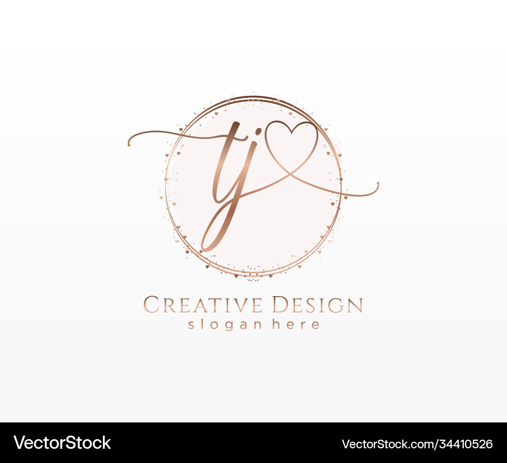 TJ Initial Monogram Logo - Circle Template Vector Image