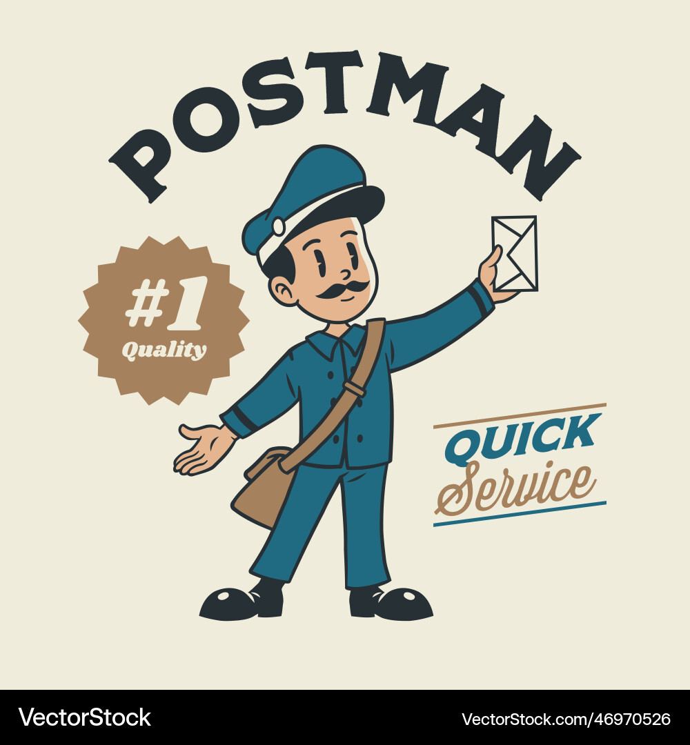 Vintage Mailman Mascot Logo Royalty Free Vector Image