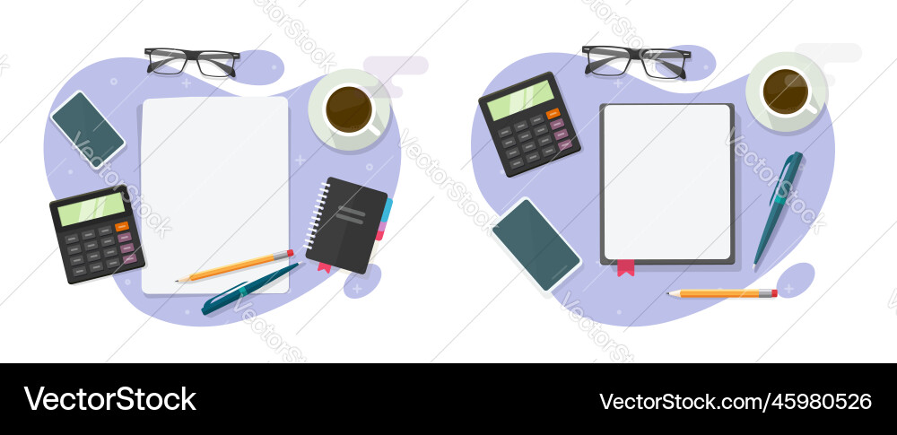 Work desk table overhead top view above flat Vector Image