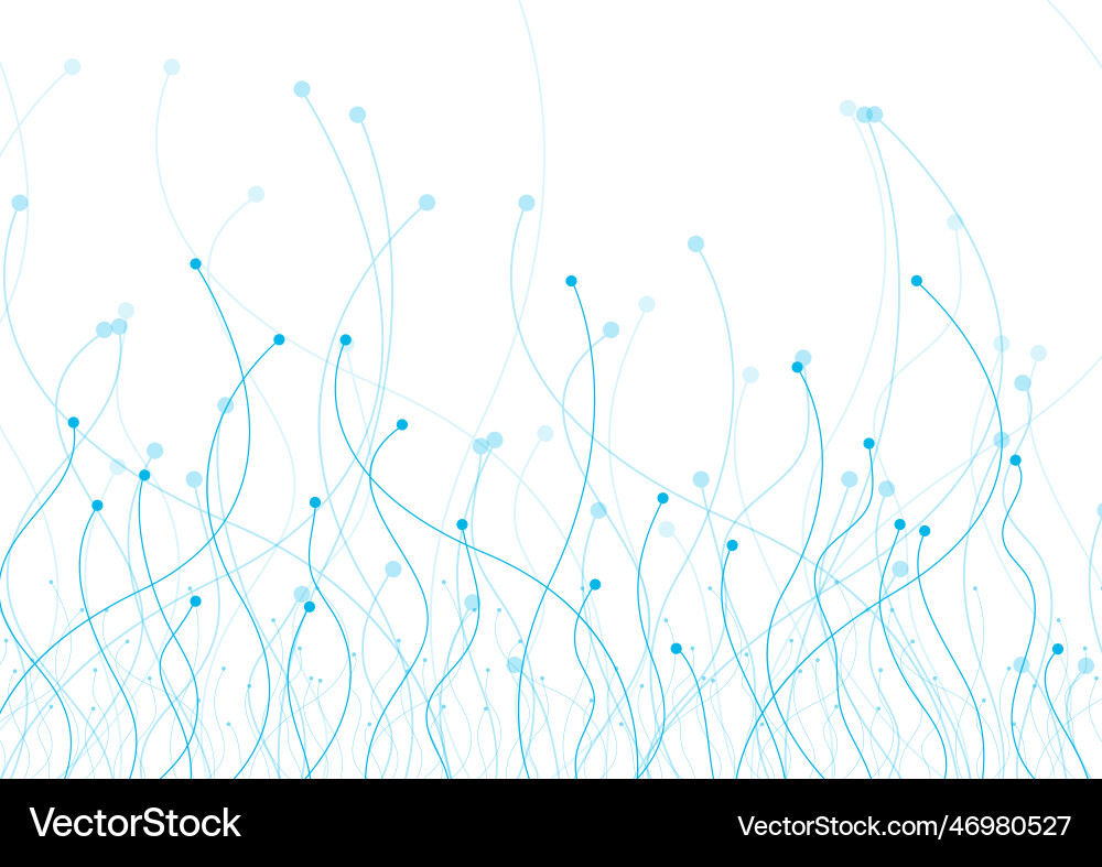 Blue wavy lines circuit board connection Vector Image