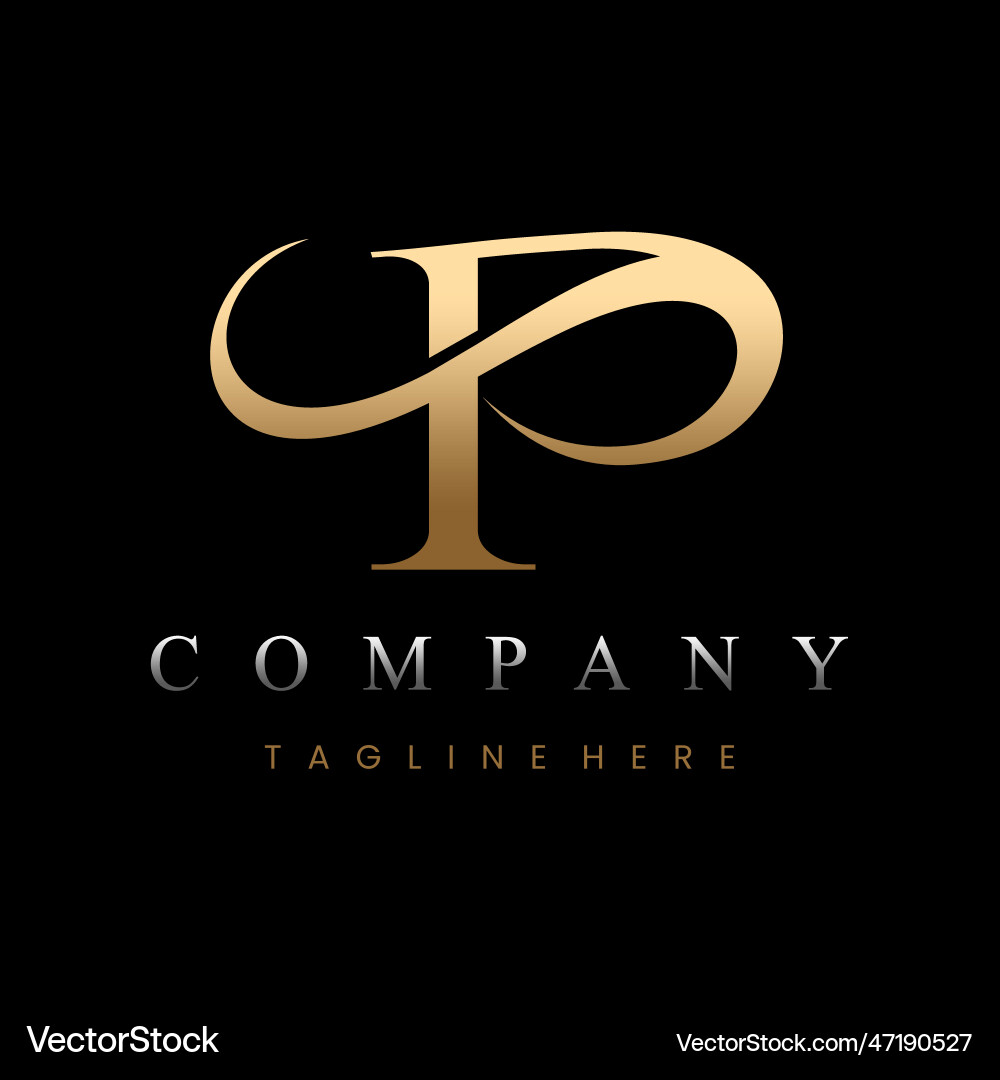 Elegant Gold Monogram P Logo Royalty Free Vector Image