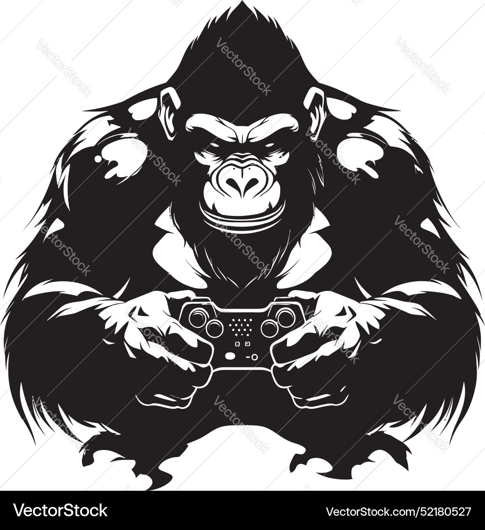 Gaming gorilla grip primate powerplay emblem Vector Image