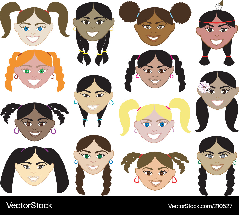 Girls faces Royalty Free Vector Image - VectorStock