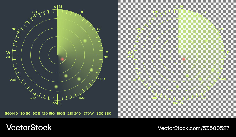 Isolated radar screen beam fading trace Royalty Free Vector