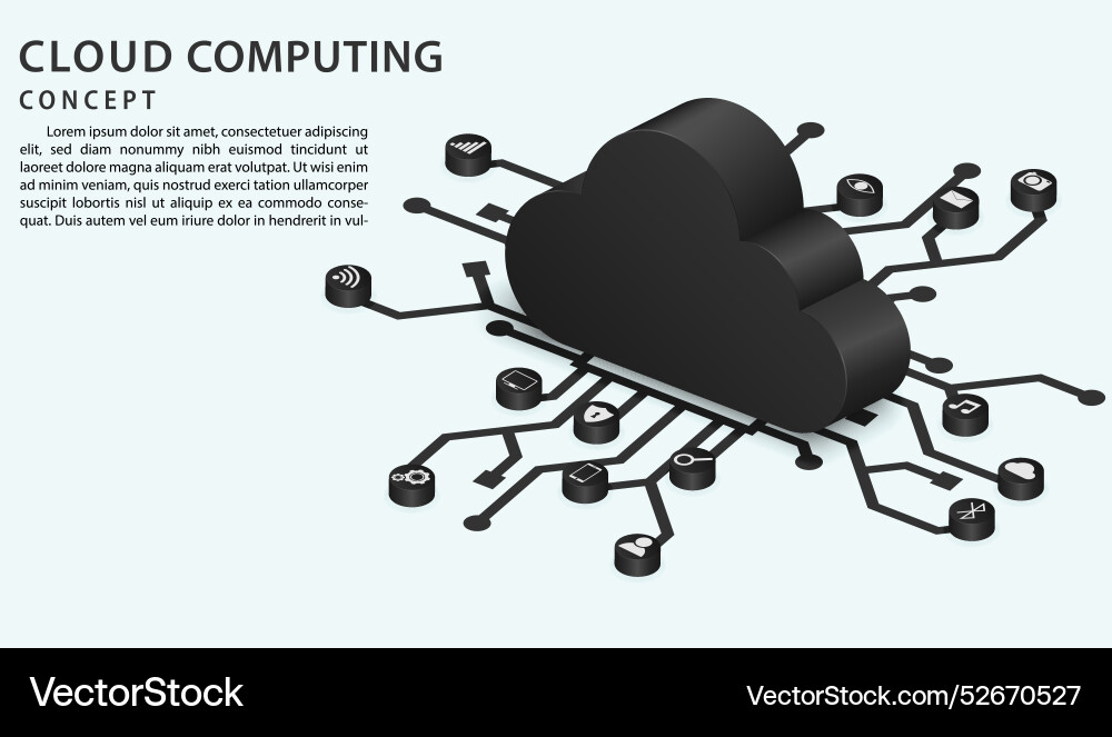 Isometric cloud technology and networking concept Vector Image