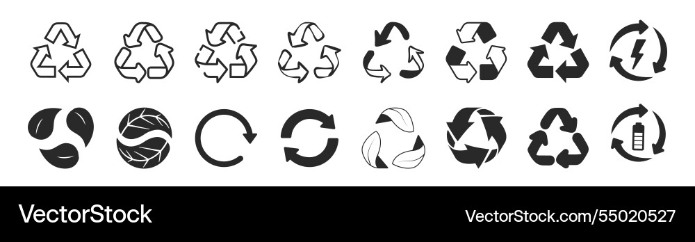 Recyclable icon set biodegradable compostable Vector Image