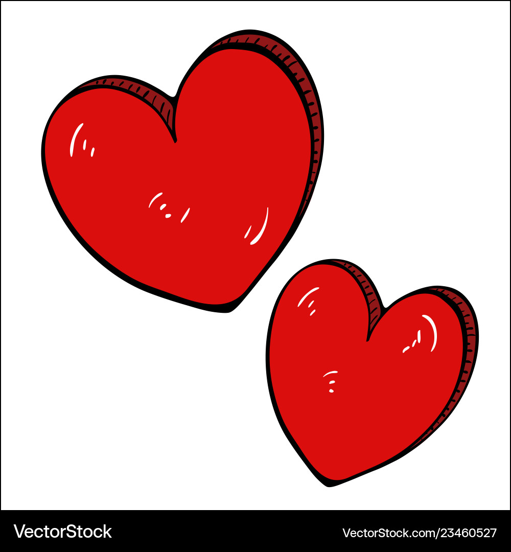 Red heart free drawing-cartoon Royalty Free Vector Image