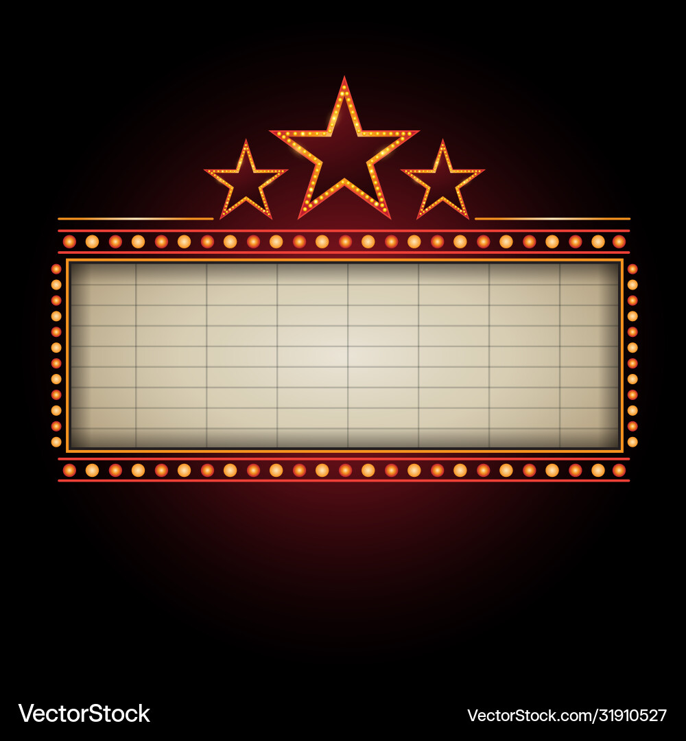 Retro Neon Theater Sign Royalty Free Vector Image