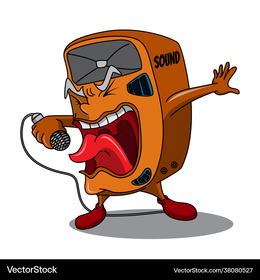 Sound system screaming on microphone cartoon Vector Image