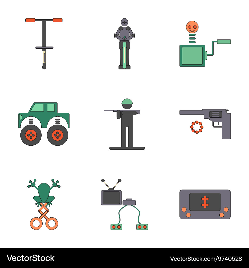 Assembly flat icons kids toys Royalty Free Vector Image