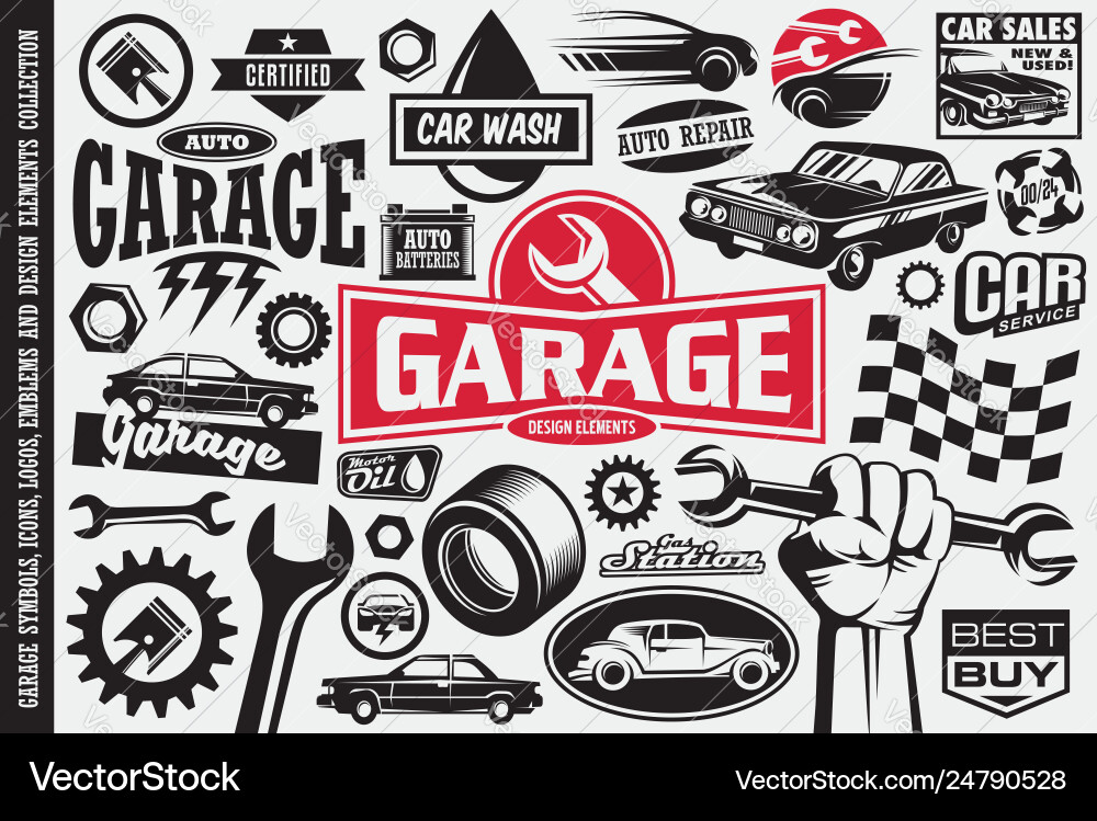 Car service and garage symbols Royalty Free Vector Image
