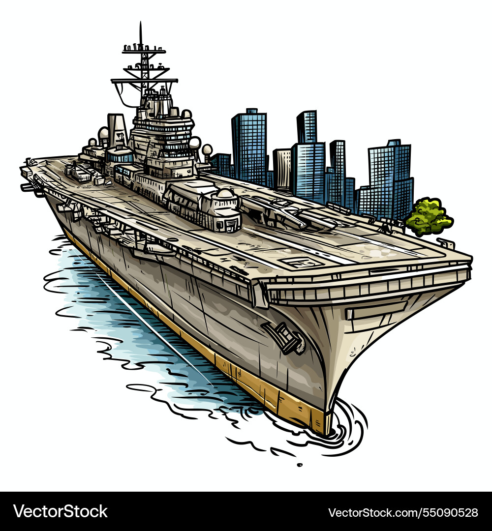 Comic hand-drawn of intrepid museum Royalty Free Vector