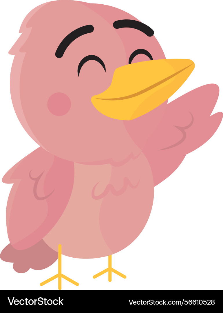 Cute pink bird smiling Royalty Free Vector Image