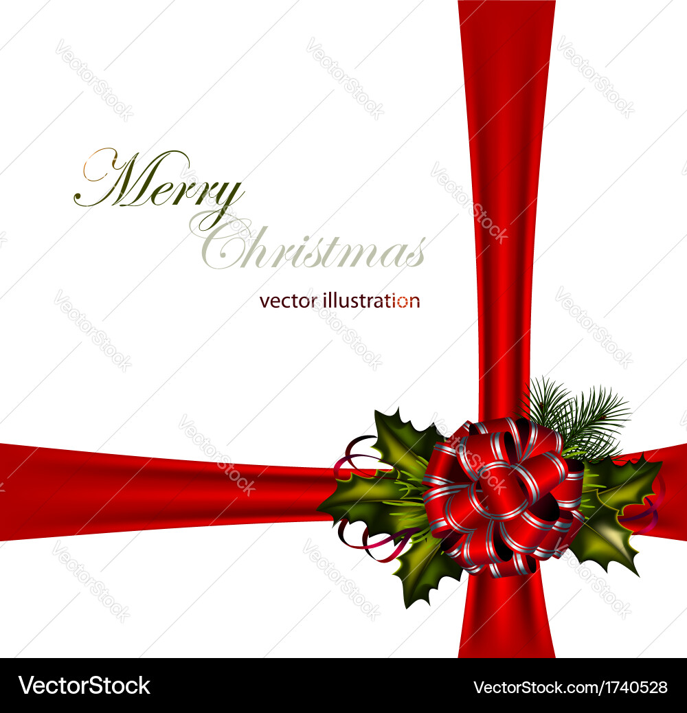 Festive Holly Bow Royalty Free Vector Image - VectorStock