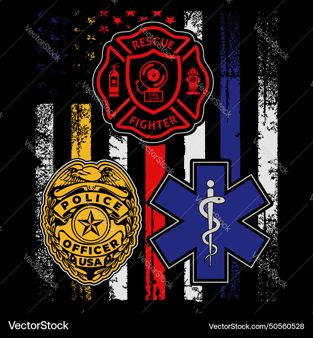 First Responder Support T-Shirt Royalty Free Vector Image