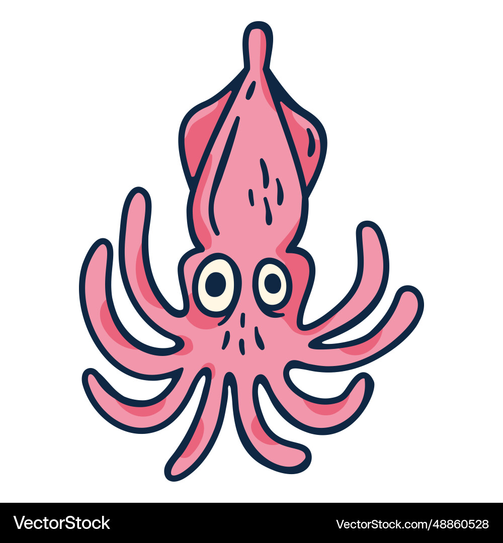 Funny squid cartoon Royalty Free Vector Image - VectorStock