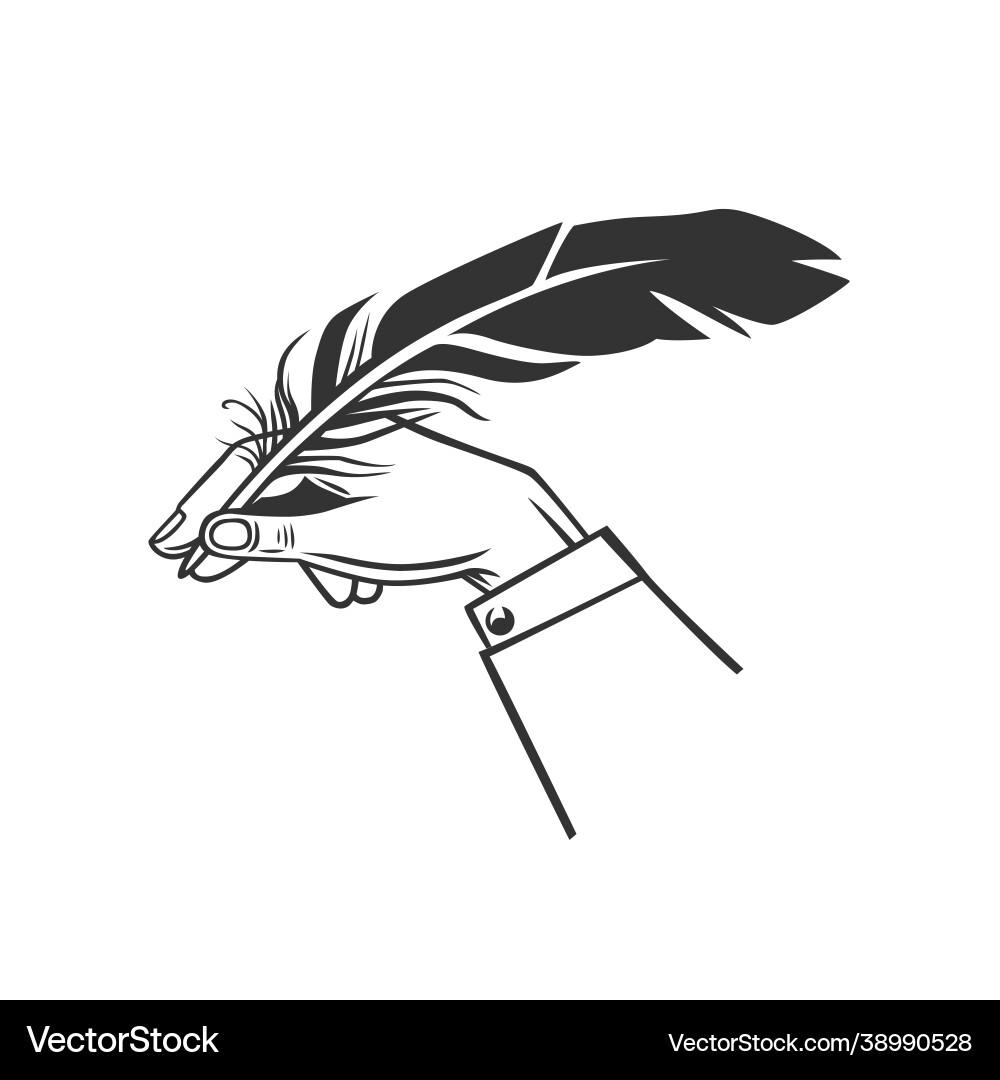 Hand holding a quill Royalty Free Vector Image