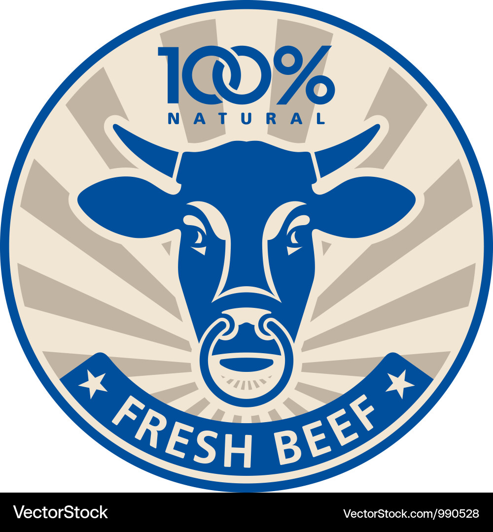 Label with the head of a bull Royalty Free Vector Image