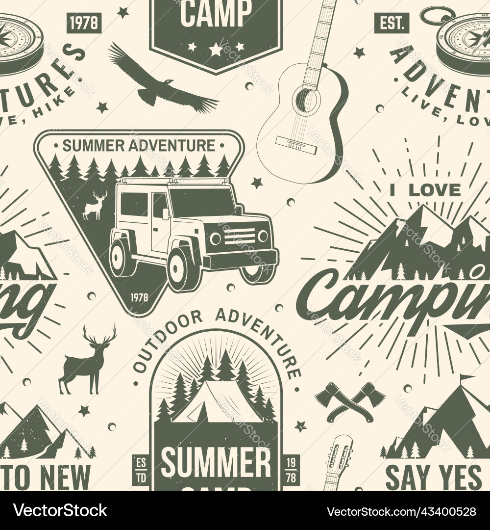 Outdoor adventure seamless pattern background Vector Image