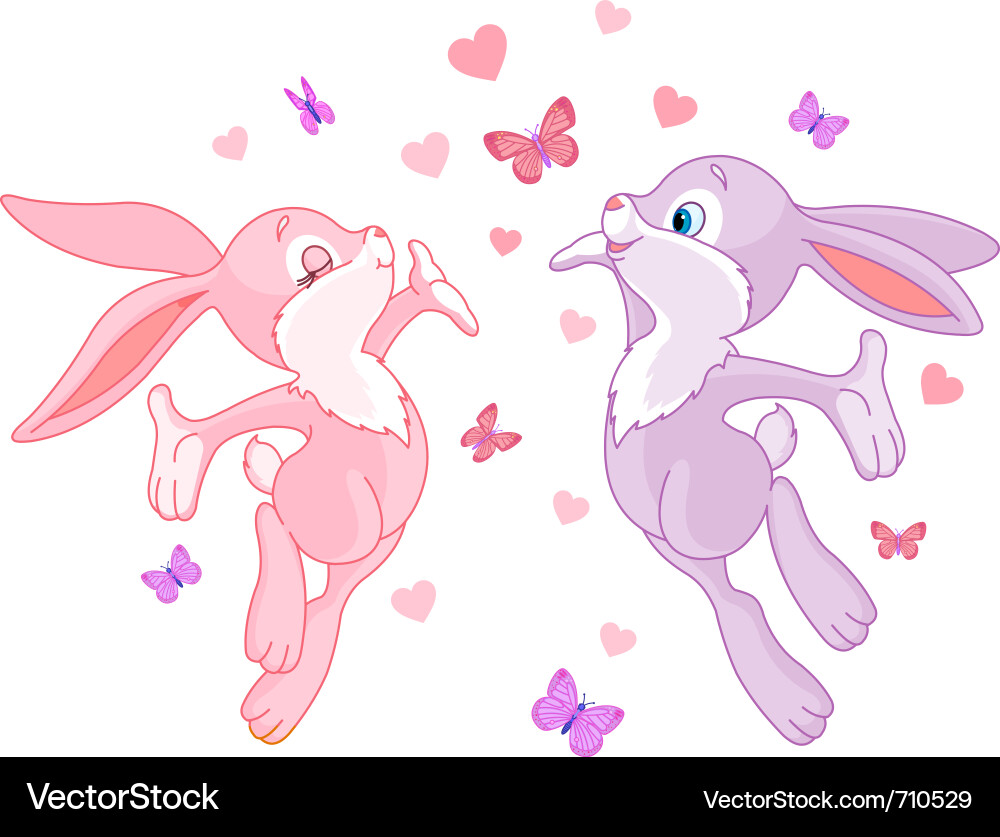 Adorable Bunny Couple Royalty Free Vector Image