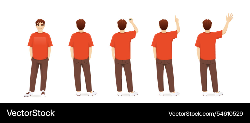 Back view of standing young man Royalty Free Vector Image