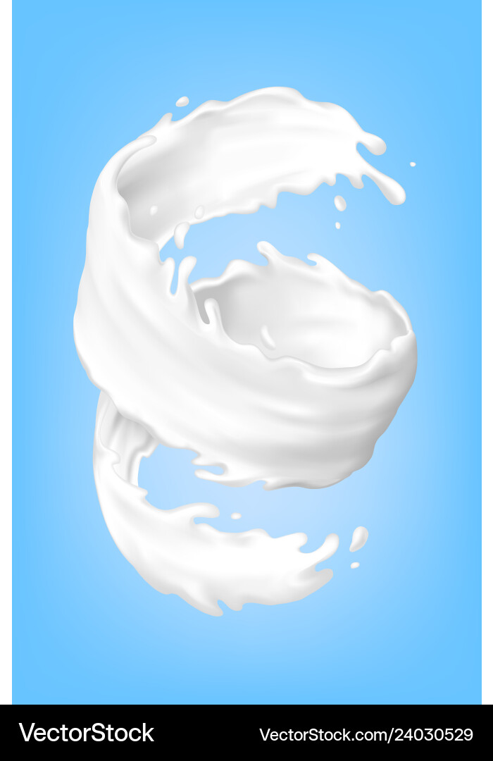 Big milk splash and pouring realistic Royalty Free Vector