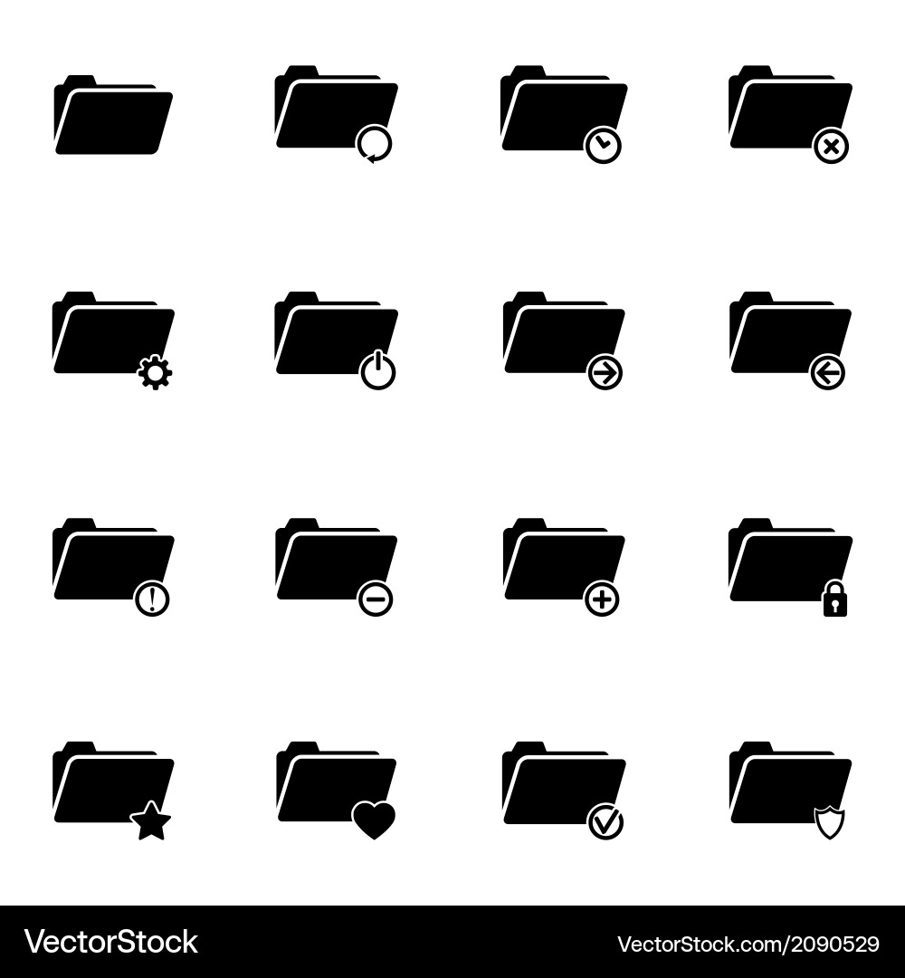Black folder icons set Royalty Free Vector Image