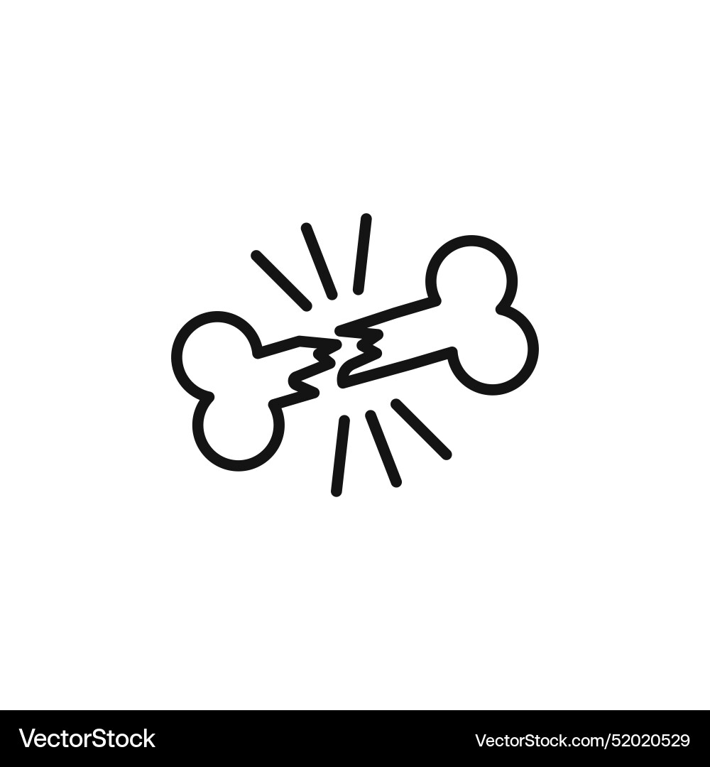 Broken bone icon outline collection in black Vector Image