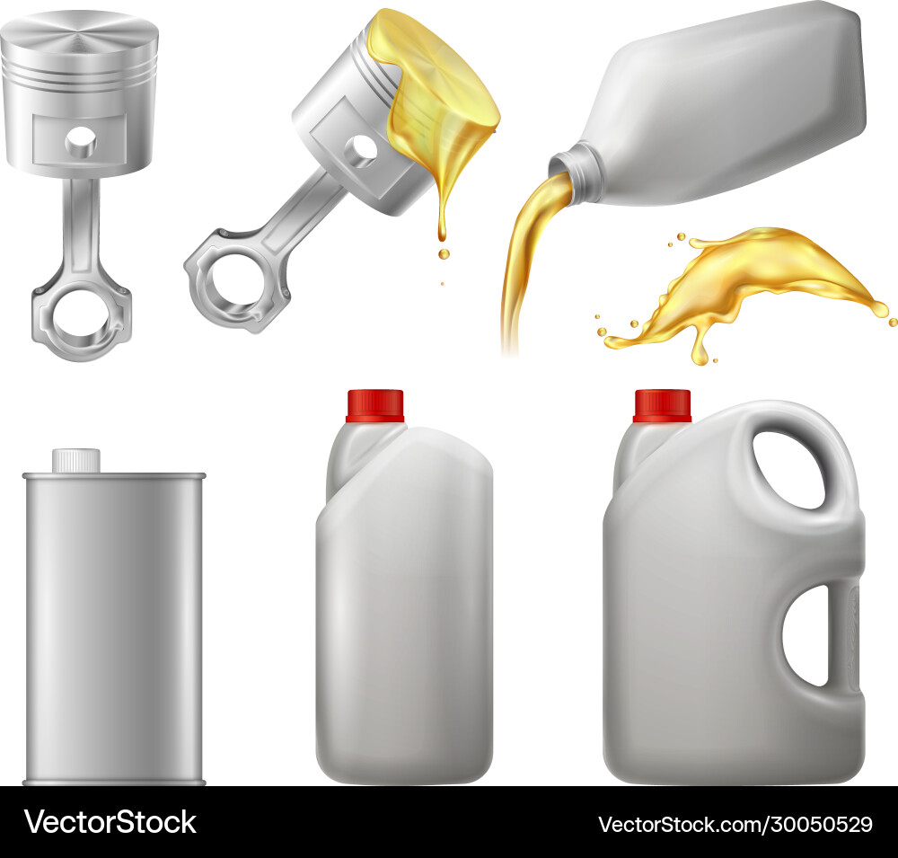 Engine oil realistic set Royalty Free Vector Image