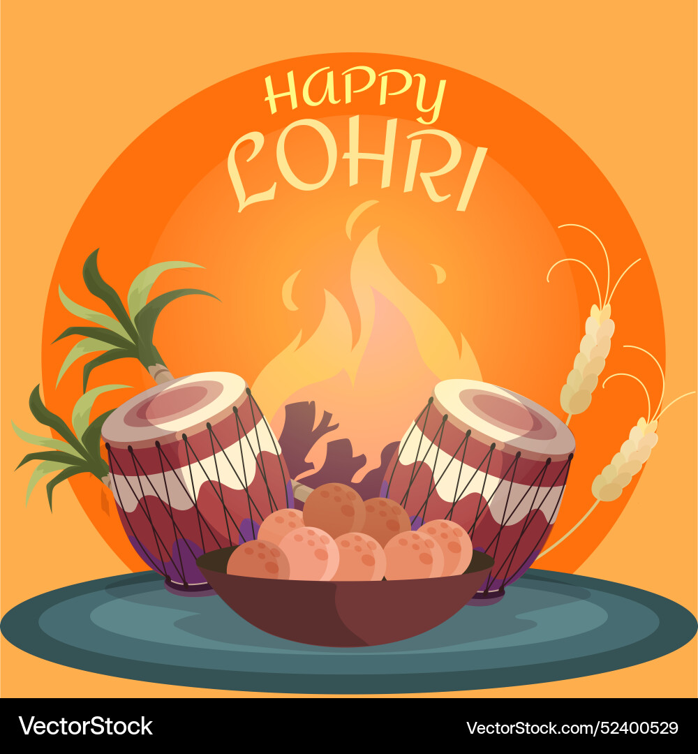 Hand drawn lohri festival Royalty Free Vector Image