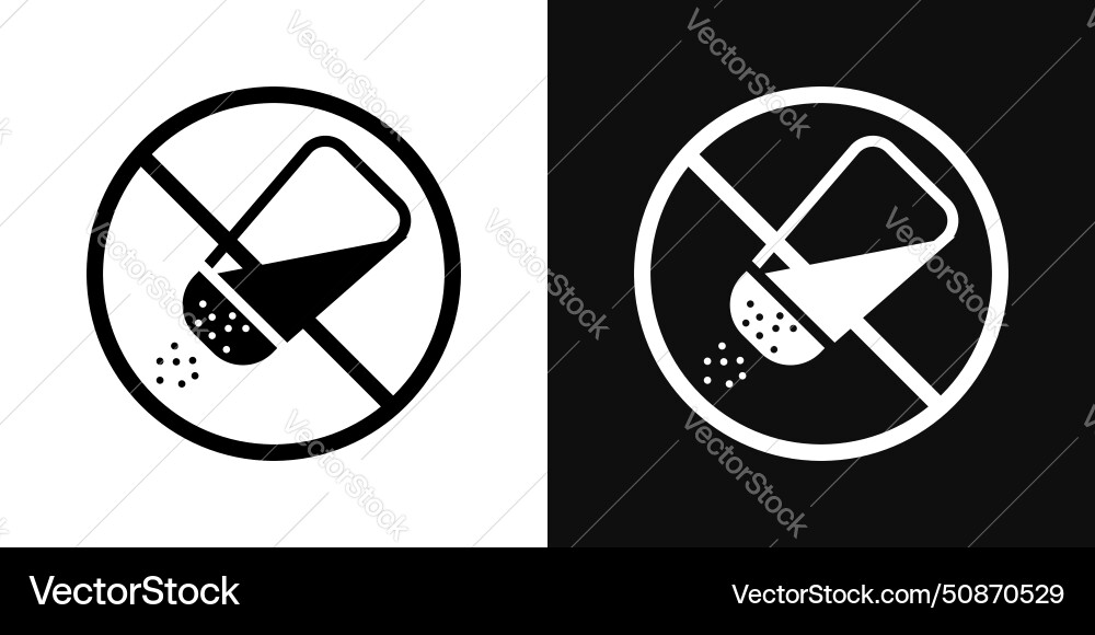 No salt sign icon set advisory on use symbol Vector Image