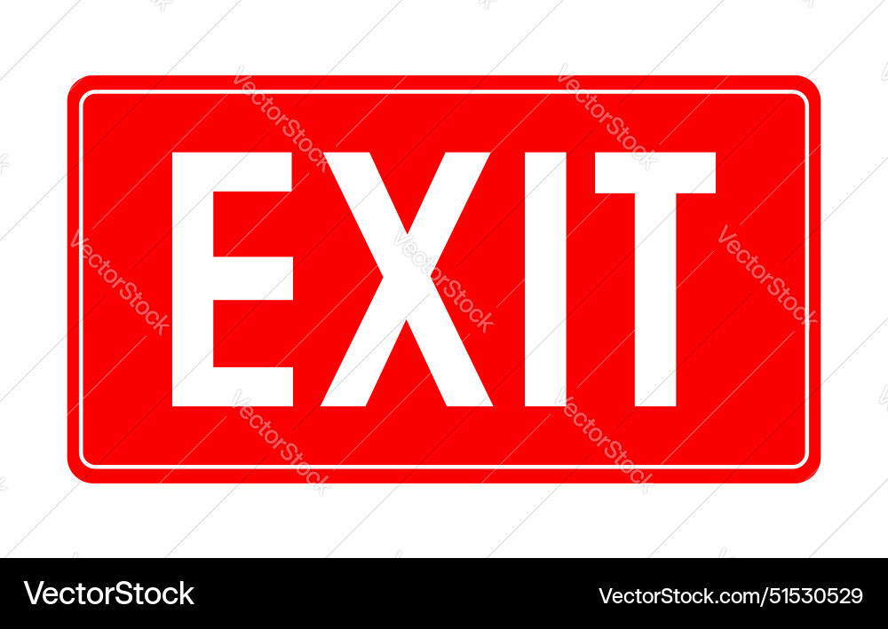 Red exit sign board white text sticker Royalty Free Vector