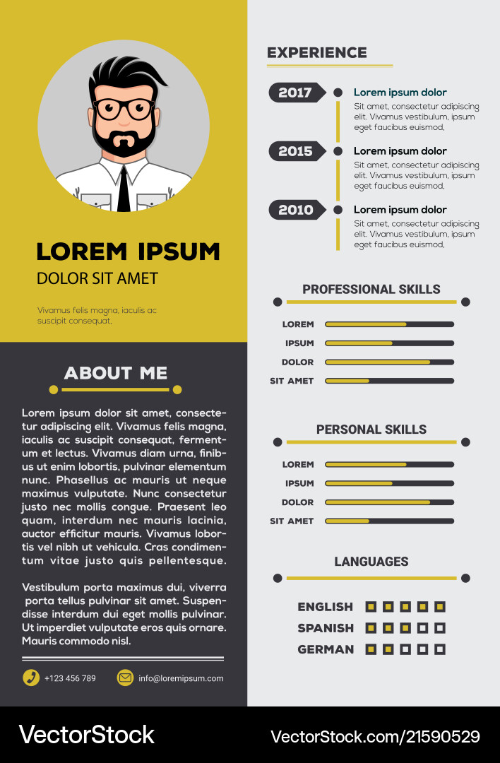 Resume and cv template with nice design Royalty Free Vector